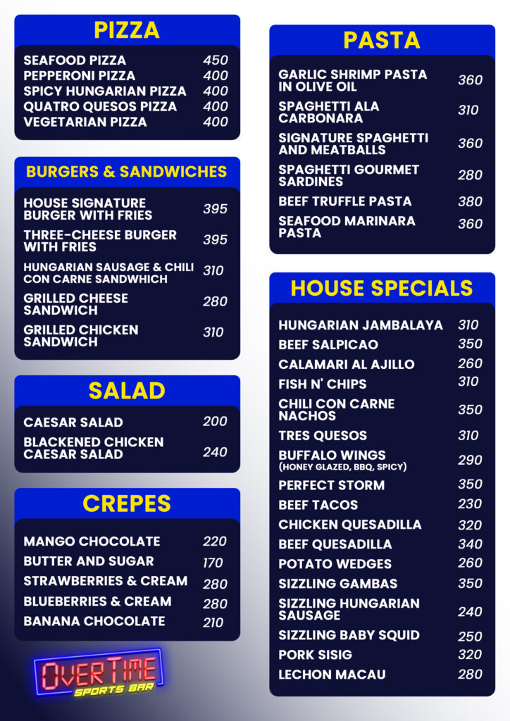 Overtime Menu - Deskanso Group
